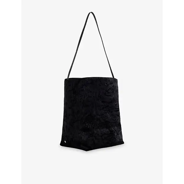 VALESQUE Small Crushed Velvet Bucket Bag