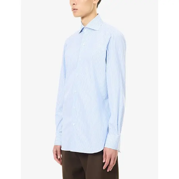 FINAMORE 1925 Napoli Striped Long-sleeve Cotton Shirt