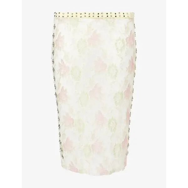 JADED LONDON Fioretta Studded Lace Midi Skirt - Multi