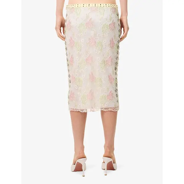JADED LONDON Fioretta Studded Lace Midi Skirt