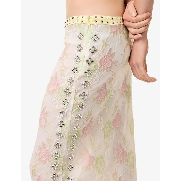 JADED LONDON Fioretta Studded Lace Midi Skirt