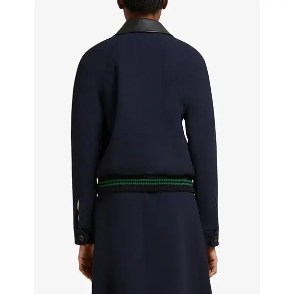 Marni Leather-collar Wool Crepe Bomber Jacket