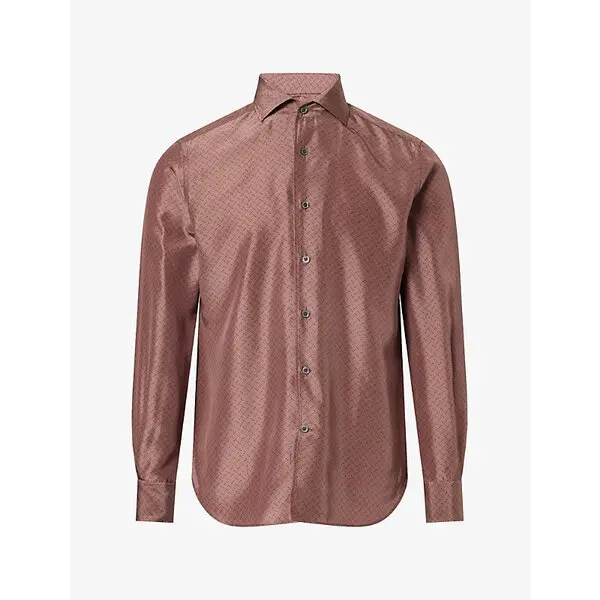 Corneliani Printed Long-sleeve Silk Shirt