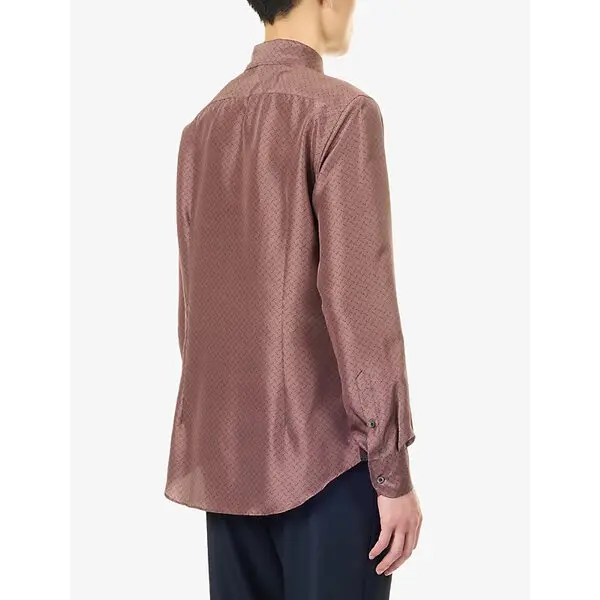 Corneliani Printed Long-sleeve Silk Shirt