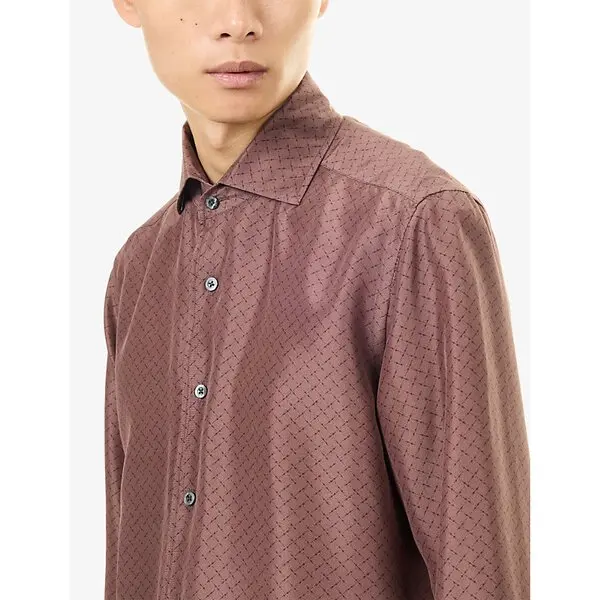 Corneliani Printed Long-sleeve Silk Shirt