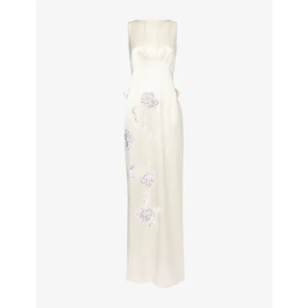 Huishan Zhang Rosa Floral-embellished Gown - Ivory