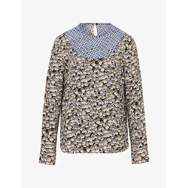 Marni Printed Crepe De Chine Silk Top
