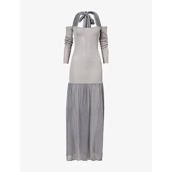 AYA MUSE Luxa Halter Woven Maxi Dress - Slate