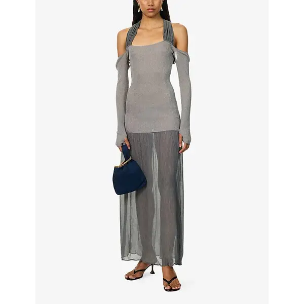 AYA MUSE Luxa Halter Woven Maxi Dress
