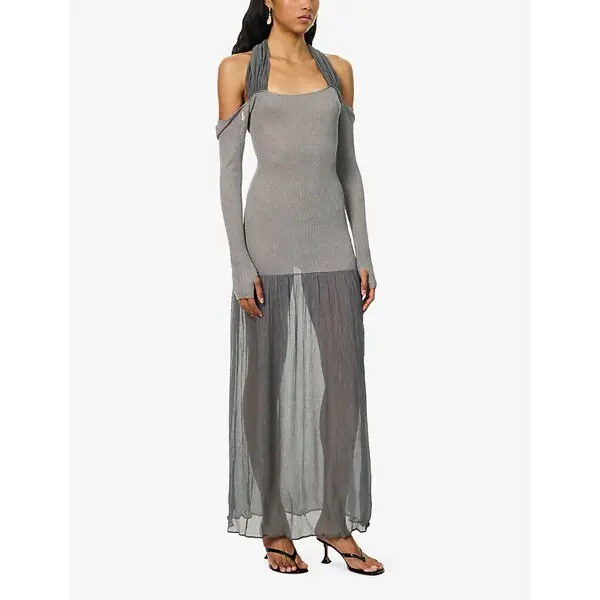AYA MUSE Luxa Halter Woven Maxi Dress