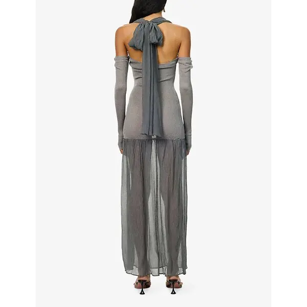 AYA MUSE Luxa Halter Woven Maxi Dress