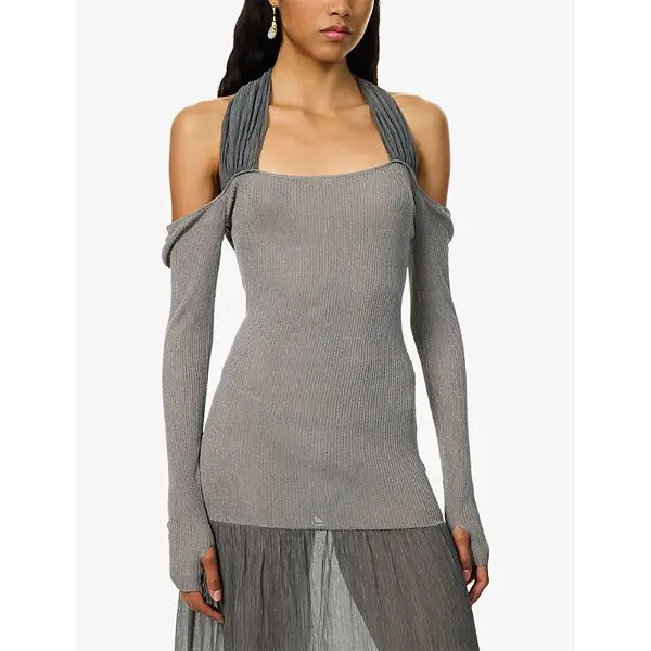 AYA MUSE Luxa Halter Woven Maxi Dress