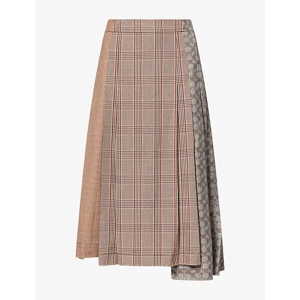 COACH Heritage Plaid-pattern Twill Midi Skirt - Multi