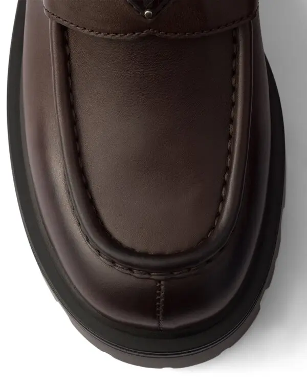 Prada Leather Loafers With Monoblock Sole