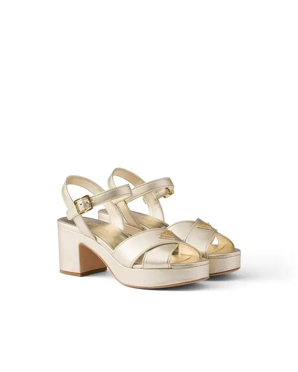 Prada Nappa Leather Platform Sandals - Pyrite