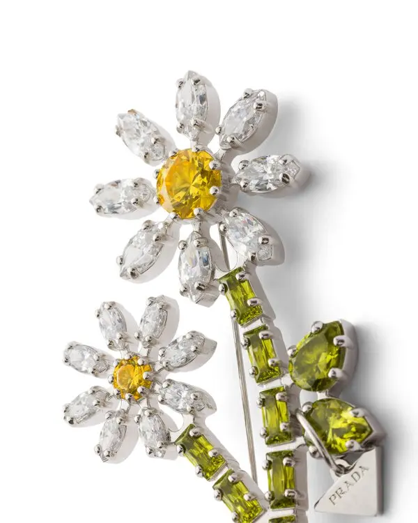 Prada Metal Brooch With Crystals