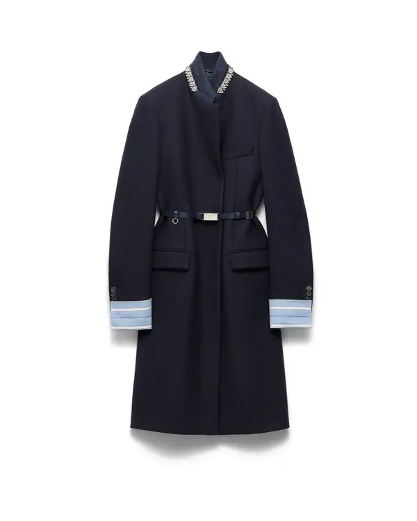 Prada Single-breasted Embroidered Double Wool Coat