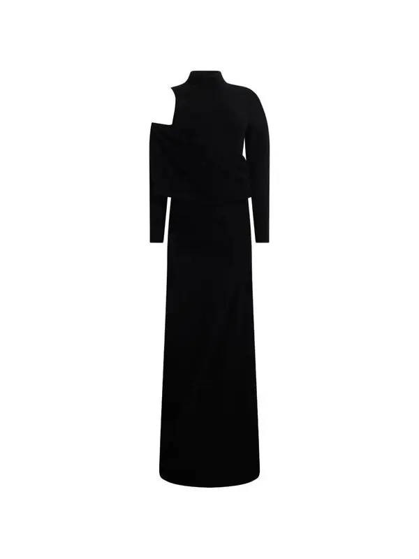 Alberta Ferretti Asymmetric Draped Maxi Dress - Black