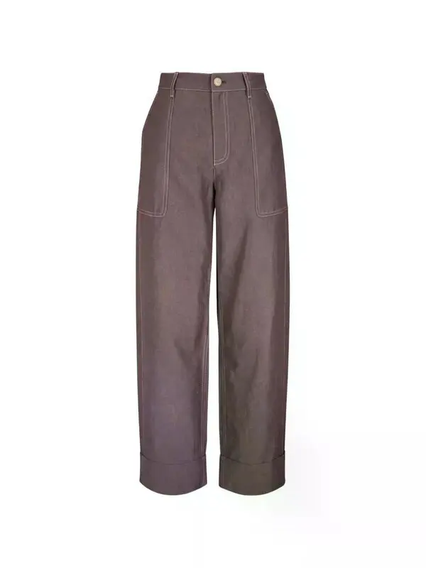 Lafayette 148 New York Contrast Stitch Turn-up Trousers