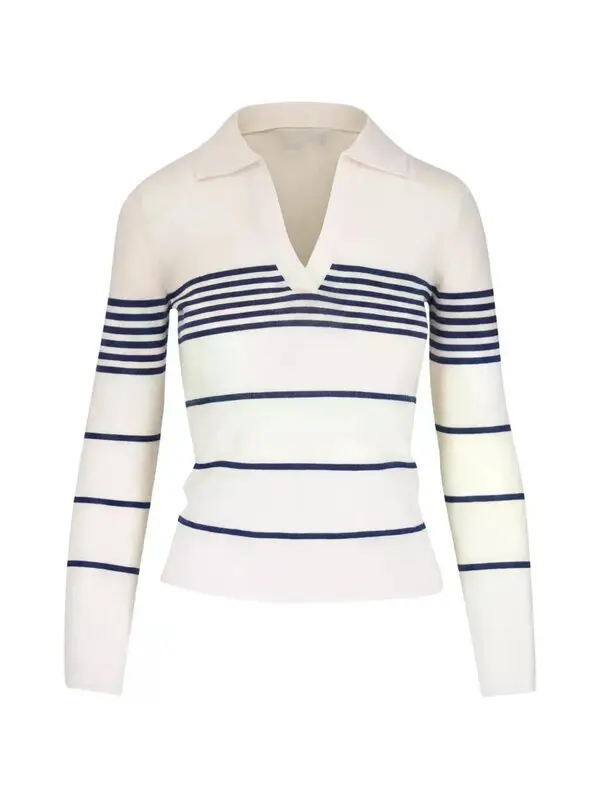 NILI LOTAN Lucille Striped V-neck Sweater - Neutrals