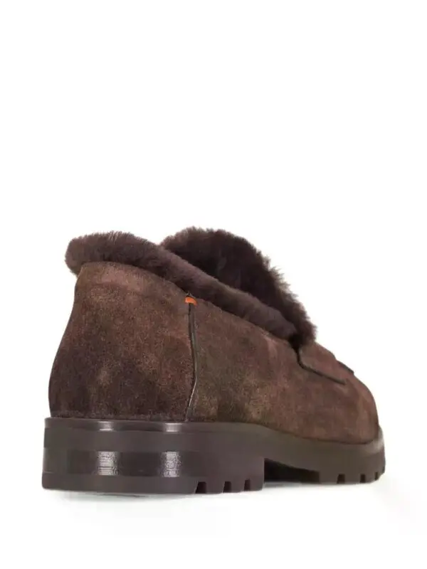 Santoni Shearling-lined Suede Loafers