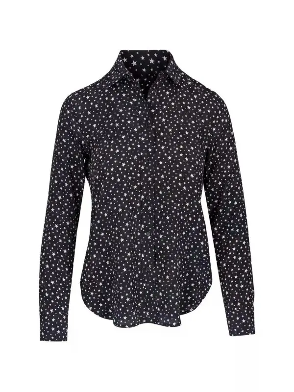 NILI LOTAN Gaia Star-print Long-sleeve Shirt - Black