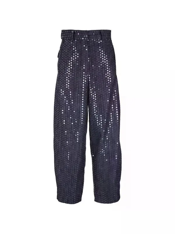 ODEEH Sequin Embellished Straight Leg Trousers