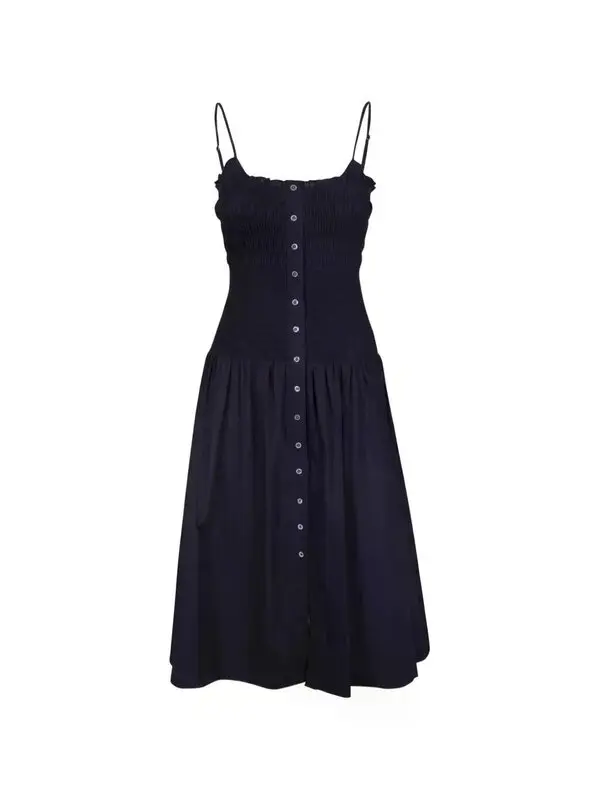 Veronica Beard Shirred Bodice Midi Dress - Black
