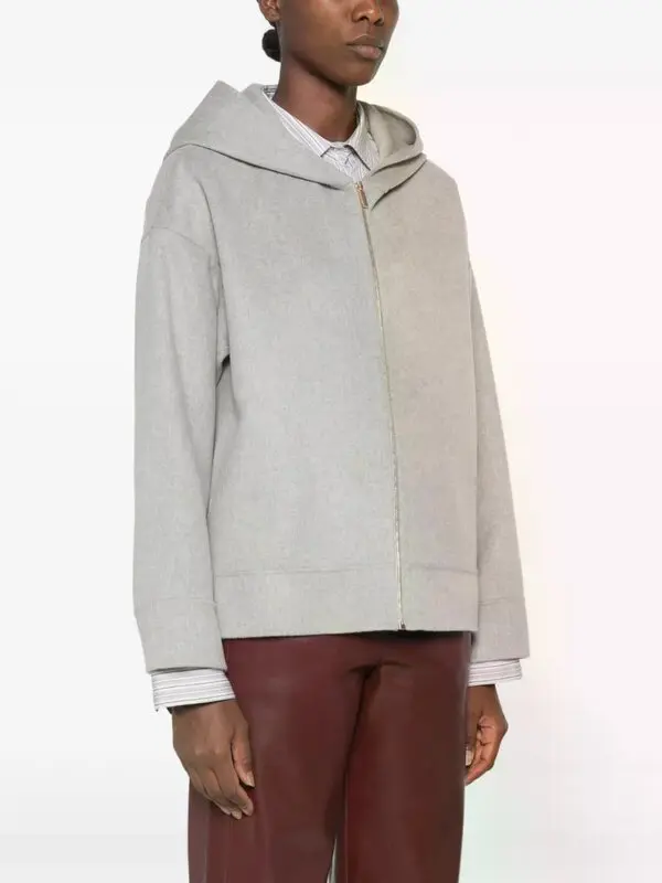 Max Mara Hooded Zip-up Jacket - Grey
