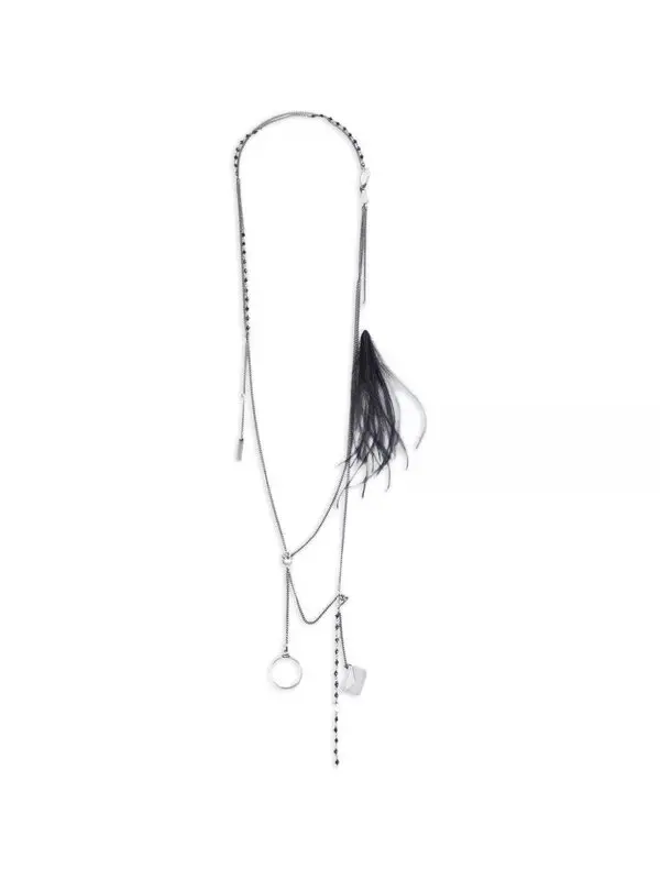 ANN DEMEULEMEESTER Afsar Beaded Feather Necklace - Silver