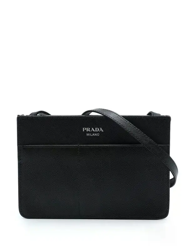 Prada Saffiano Leather Crossbody Bag - Black