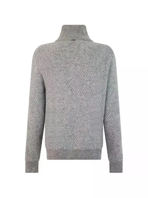 Herno Chevron Knit Zip-up Sweater