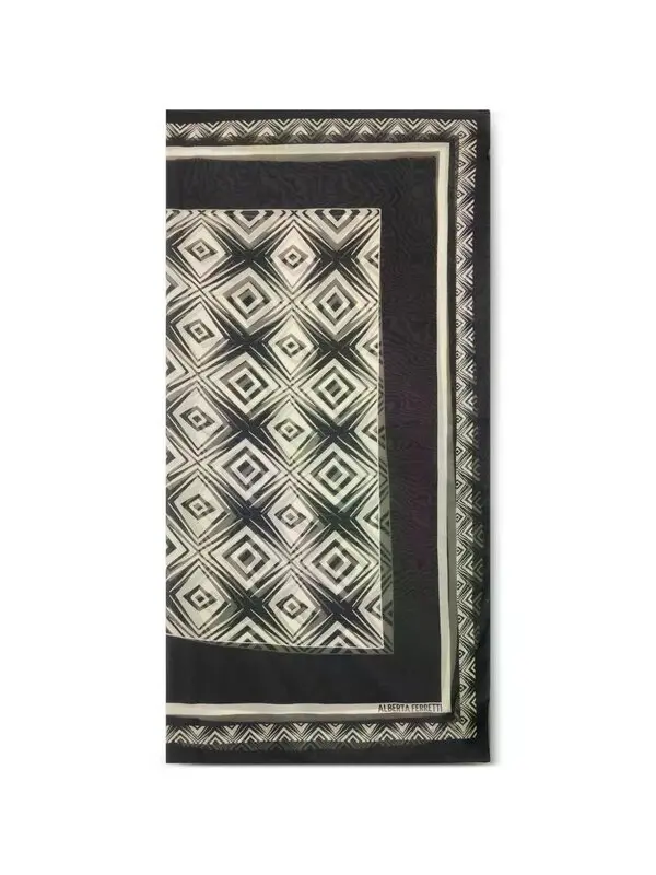 Alberta Ferretti Geometric-print Silk Scarf - Black