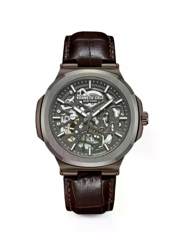 KENNETH COLE Skeleton-dial Crocodile-effect .5mm Watch