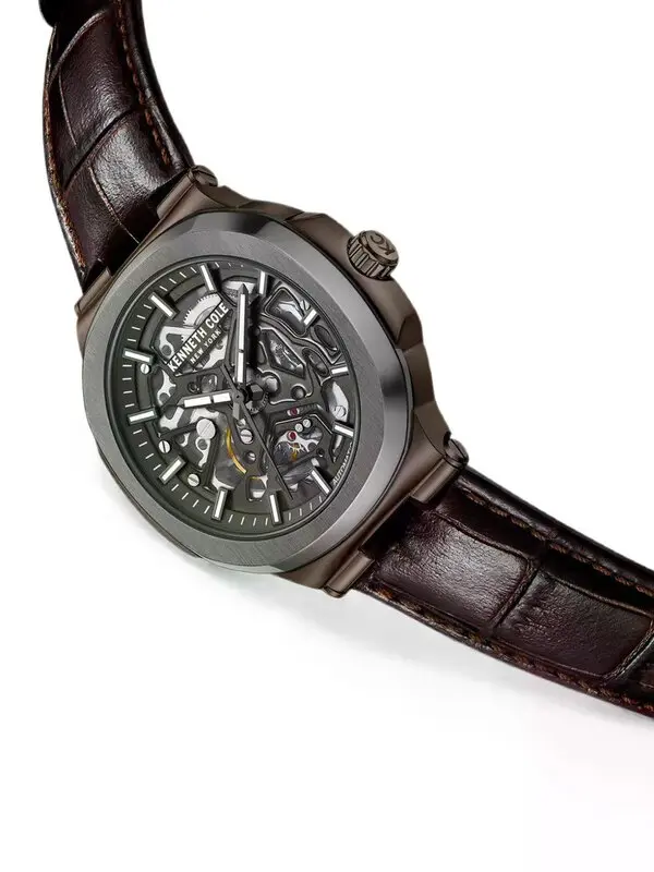 KENNETH COLE Skeleton-dial Crocodile-effect .5mm Watch