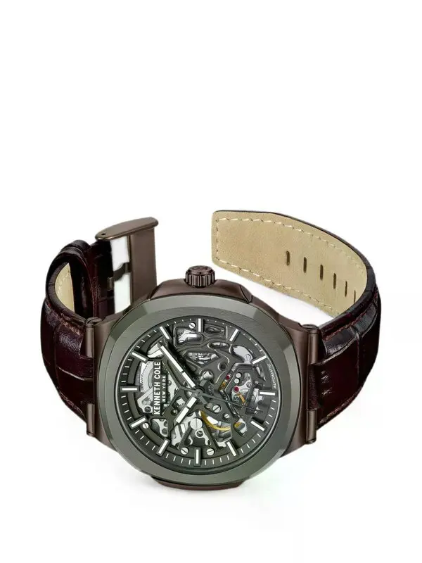 KENNETH COLE Skeleton-dial Crocodile-effect .5mm Watch