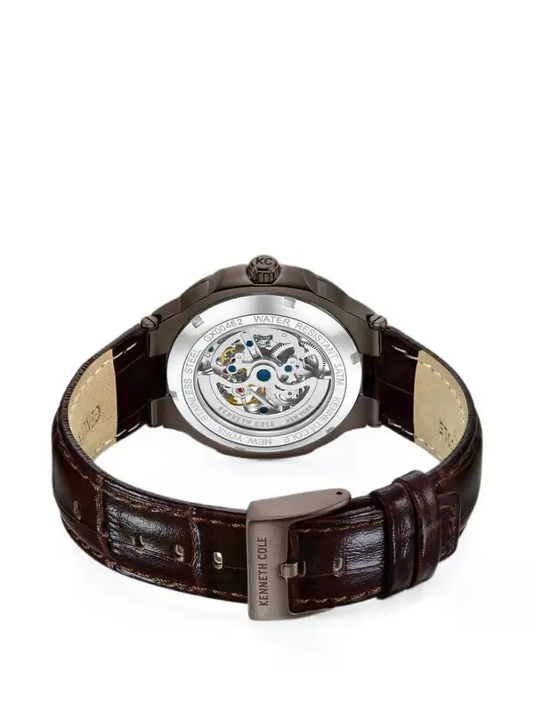 KENNETH COLE Skeleton-dial Crocodile-effect .5mm Watch
