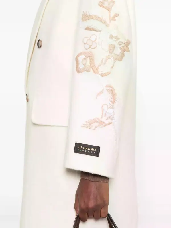 ERMANNO FIRENZE Floral Embroidered Double-breasted Coat