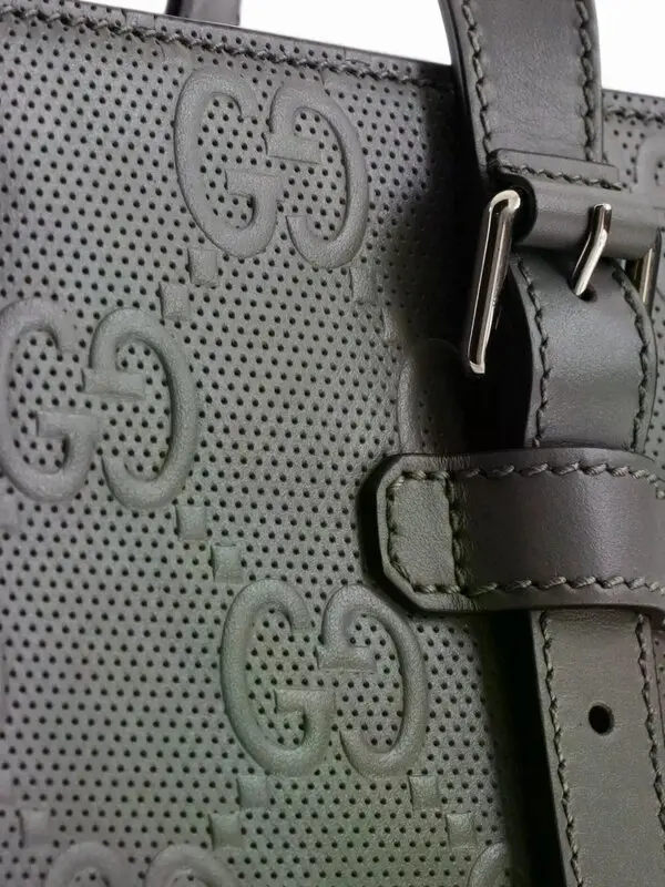 Gucci Gg Embossed Perforated Leather Medium Tote Bag