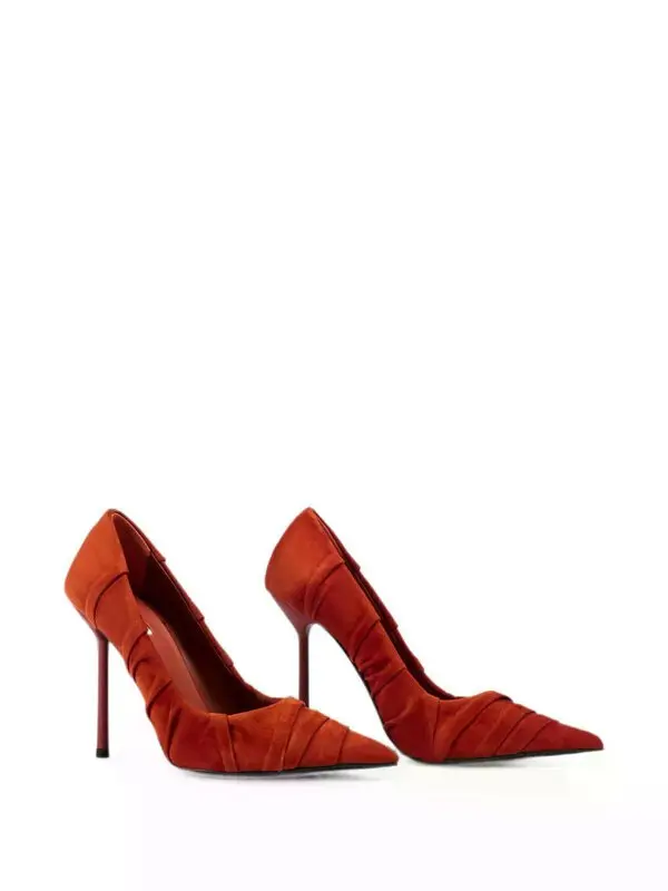 LE SILLA Bella Ruched Calf Suede Pumps - Orange