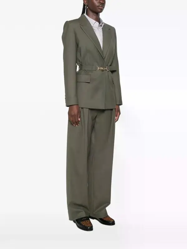 Maje Belted Tailored Collar Blazer - Green