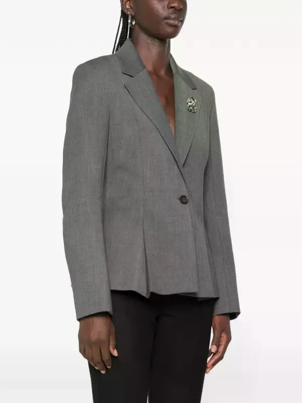Maje Single-breasted Peplum Blazer With Flower Brooch