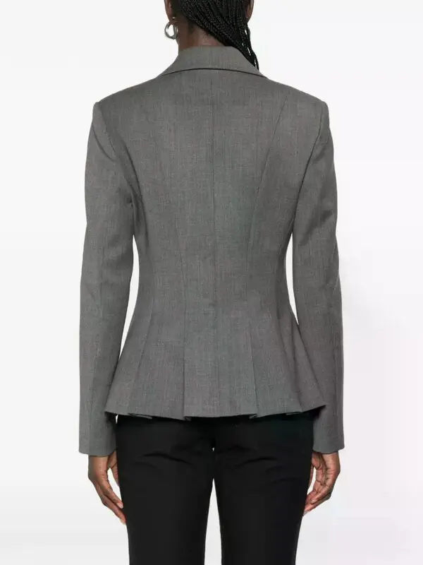 Maje Single-breasted Peplum Blazer With Flower Brooch