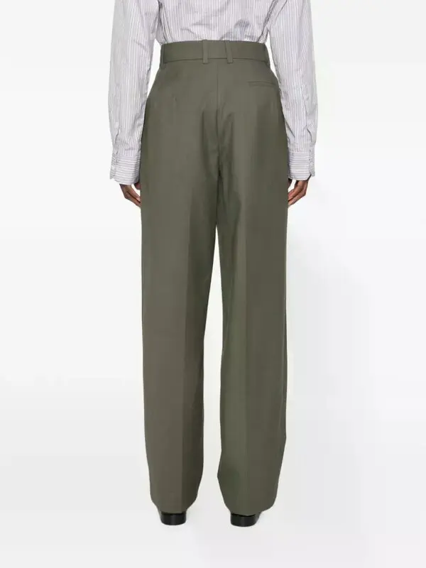 Maje Pleated Waist Palazzo Trousers In Khaki