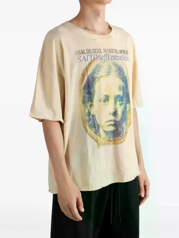 SAITOS Graphic-print Distressed T-shirt