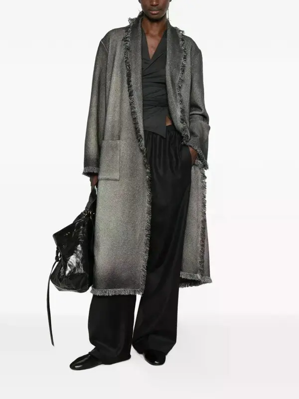 Avant Toi Fringed Herringbone Weave Coat