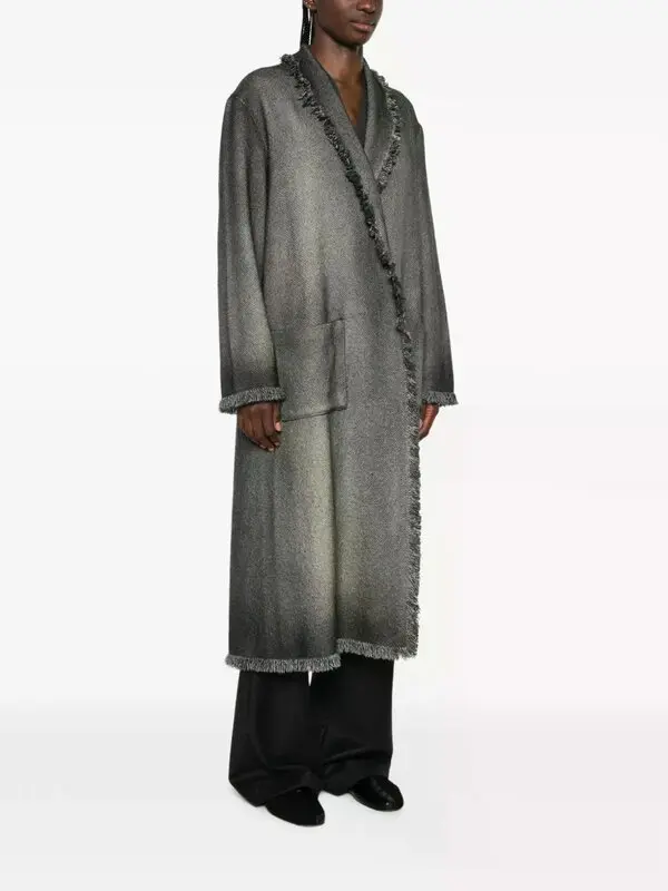 Avant Toi Fringed Herringbone Weave Coat