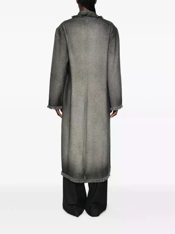 Avant Toi Fringed Herringbone Weave Coat