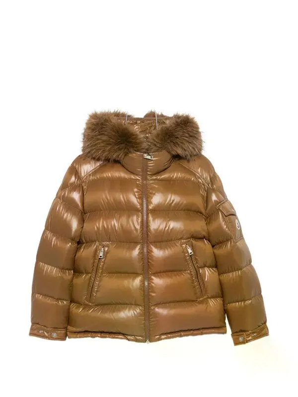 Moncler Fur-trim Quilted Jacket - Brown
