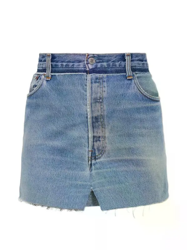 Vetements Faded Effect Raw-cut Mini Skirt